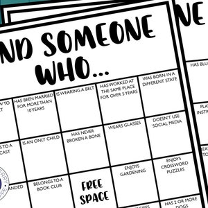 Icebreaker Bingo | 2 Find Someone Who Games | Human Bingo Party Game ...