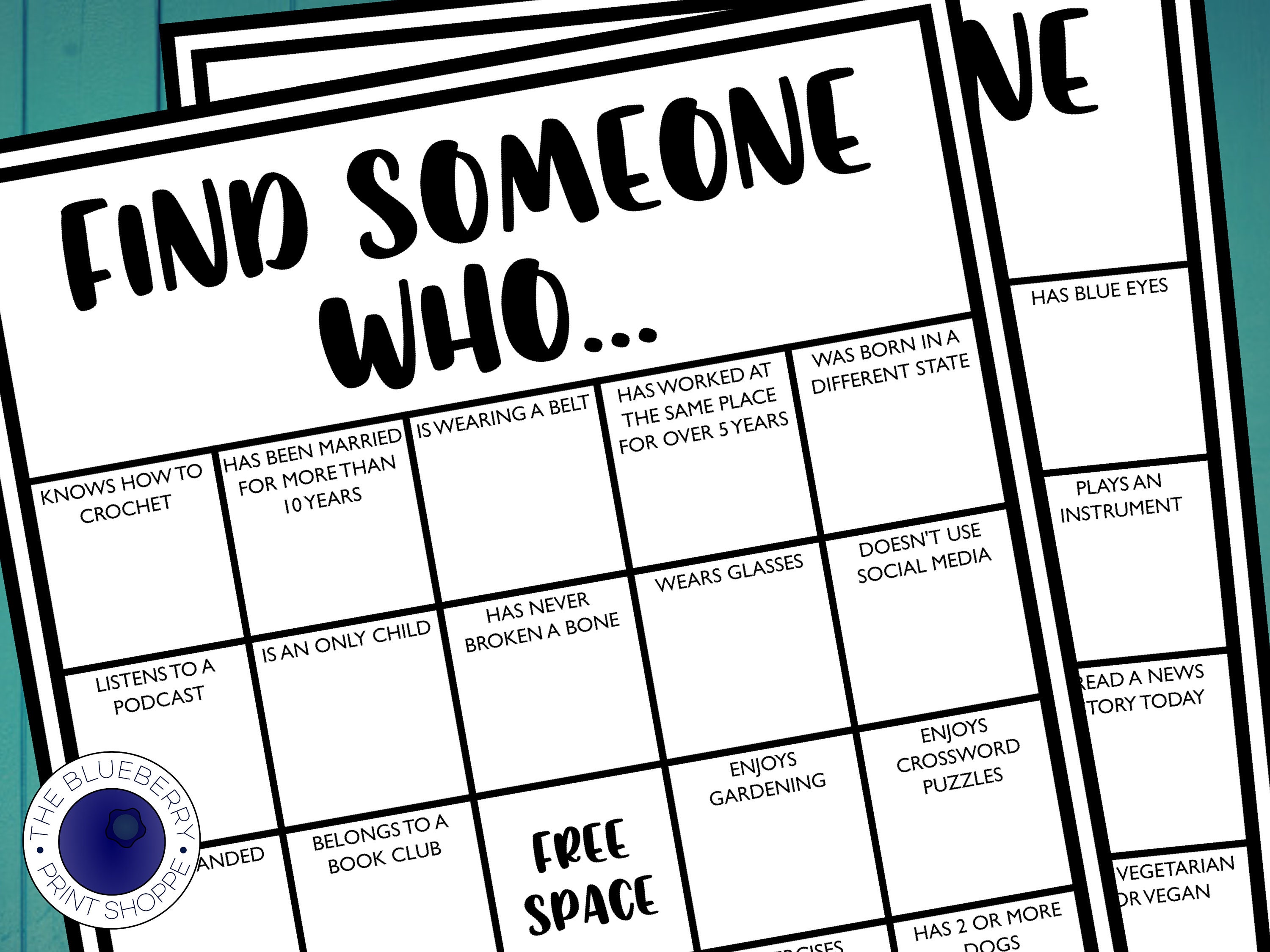 Icebreaker Bingo | 2 Find Someone Who Games | Human Bingo Party Game ...