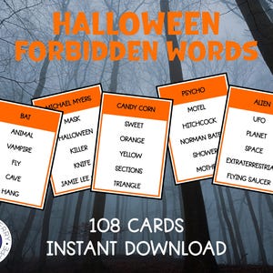 Halloween Forbidden Words | 108 Cards | Halloween Party Activity | Halloween Party Game ...