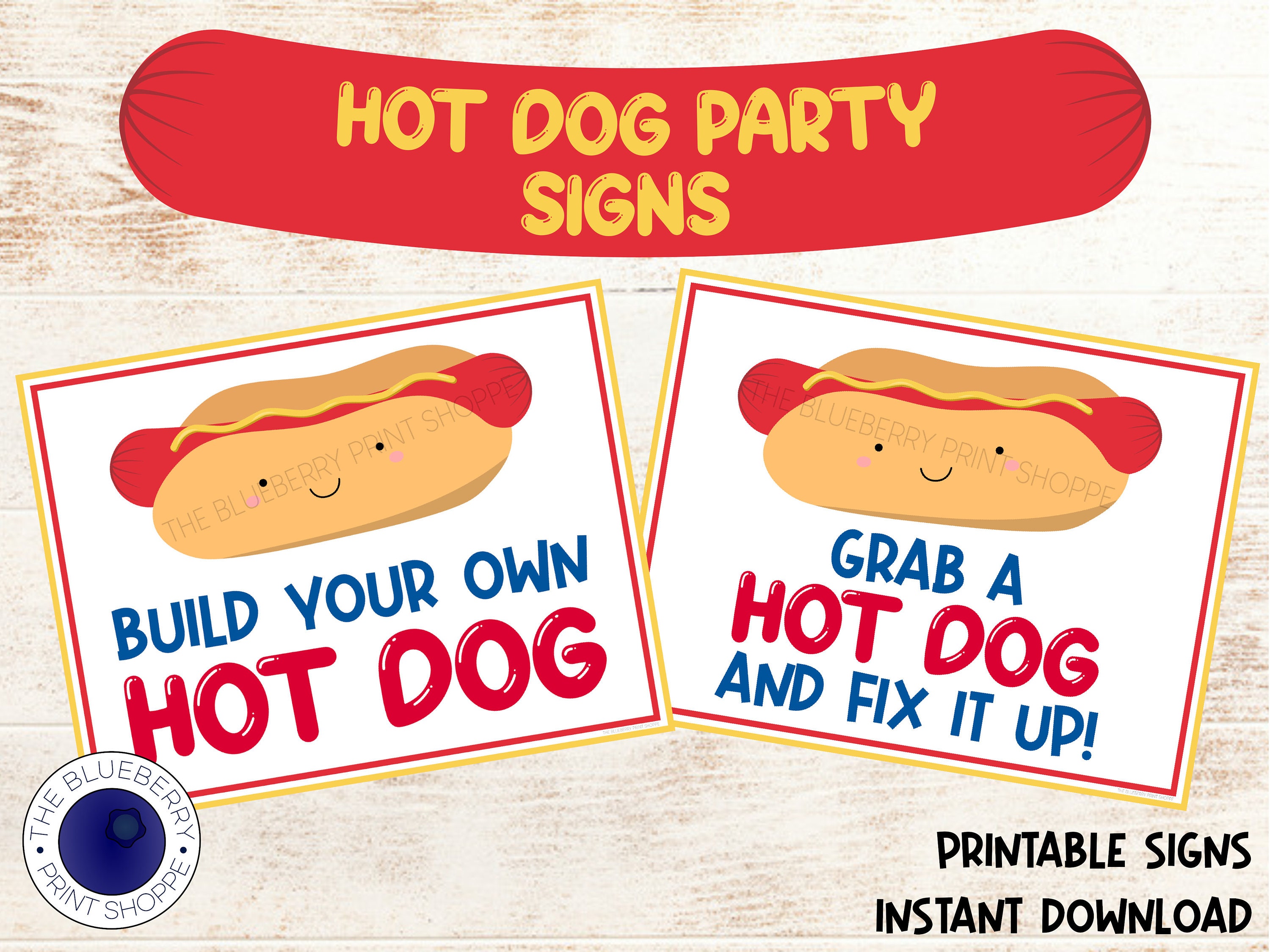Hot Dog Party Signs | PRINTABLE | Hot Dog Bar Condiment Labels | Build ...