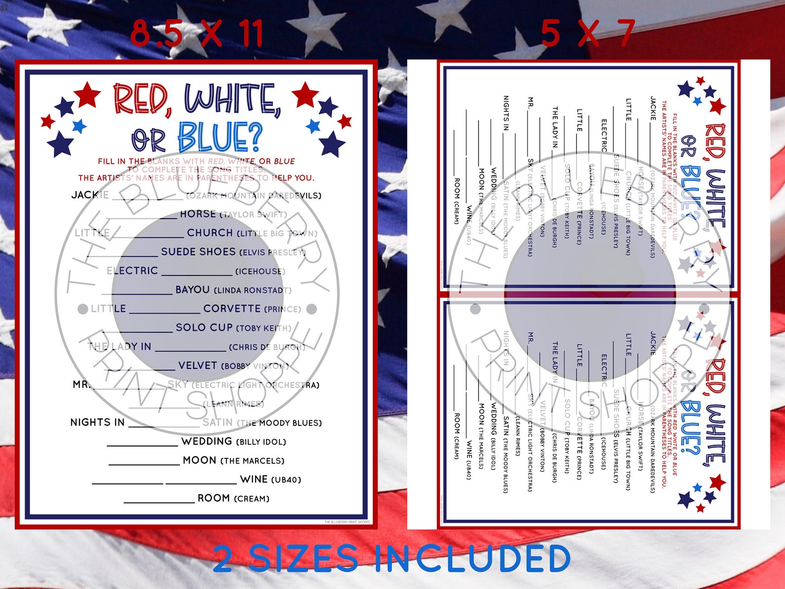 Red White or Blue Game Fourth of July Independence Day - Etsy