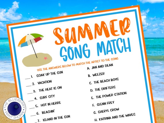 Summer Song Match Game Printable - Etsy