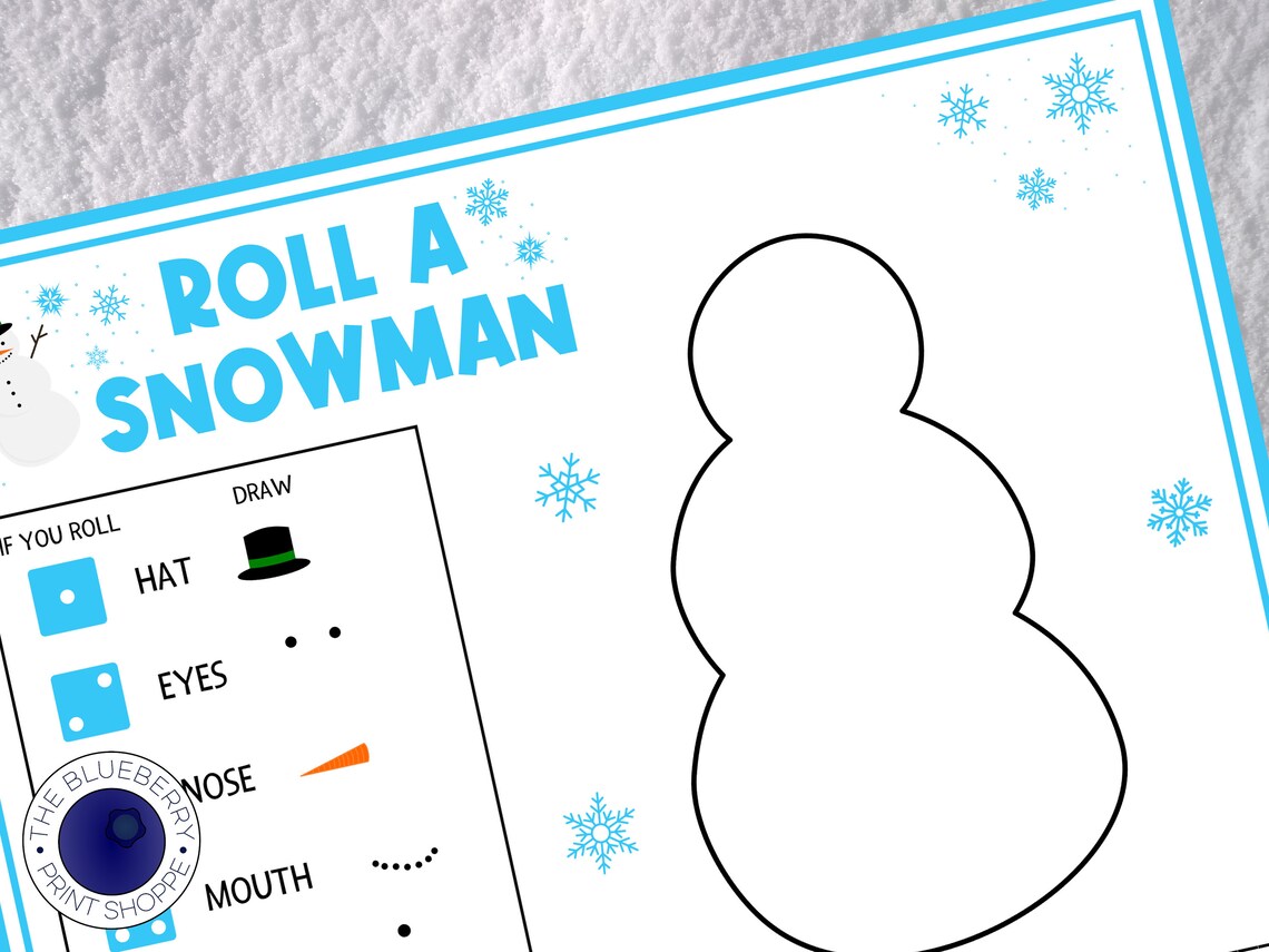 Roll A Snowman Dice Game Draw A Snowman Game Classroom - Etsy