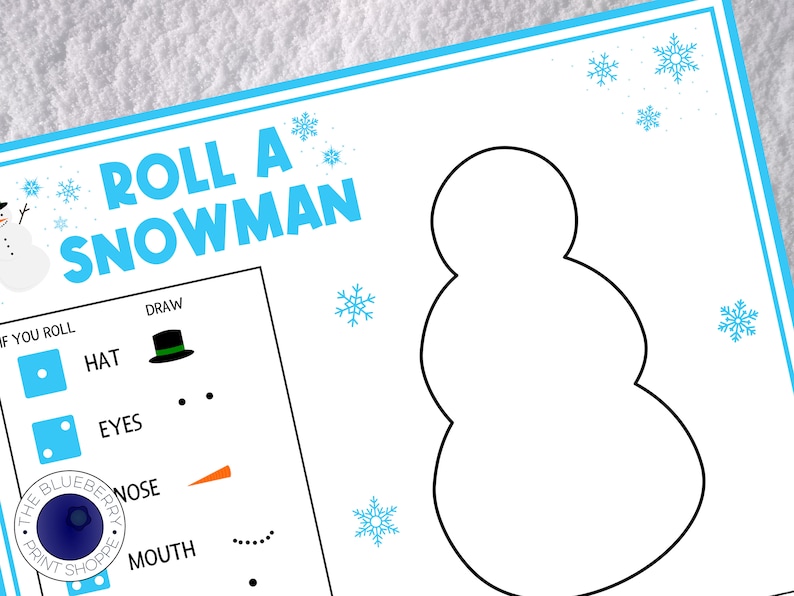 Roll A Snowman Dice Game Draw A Snowman Game Classroom - Etsy