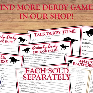 Kentucky Derby Party Game Derby Dash Derby A to Z Fun Derby Game for ...