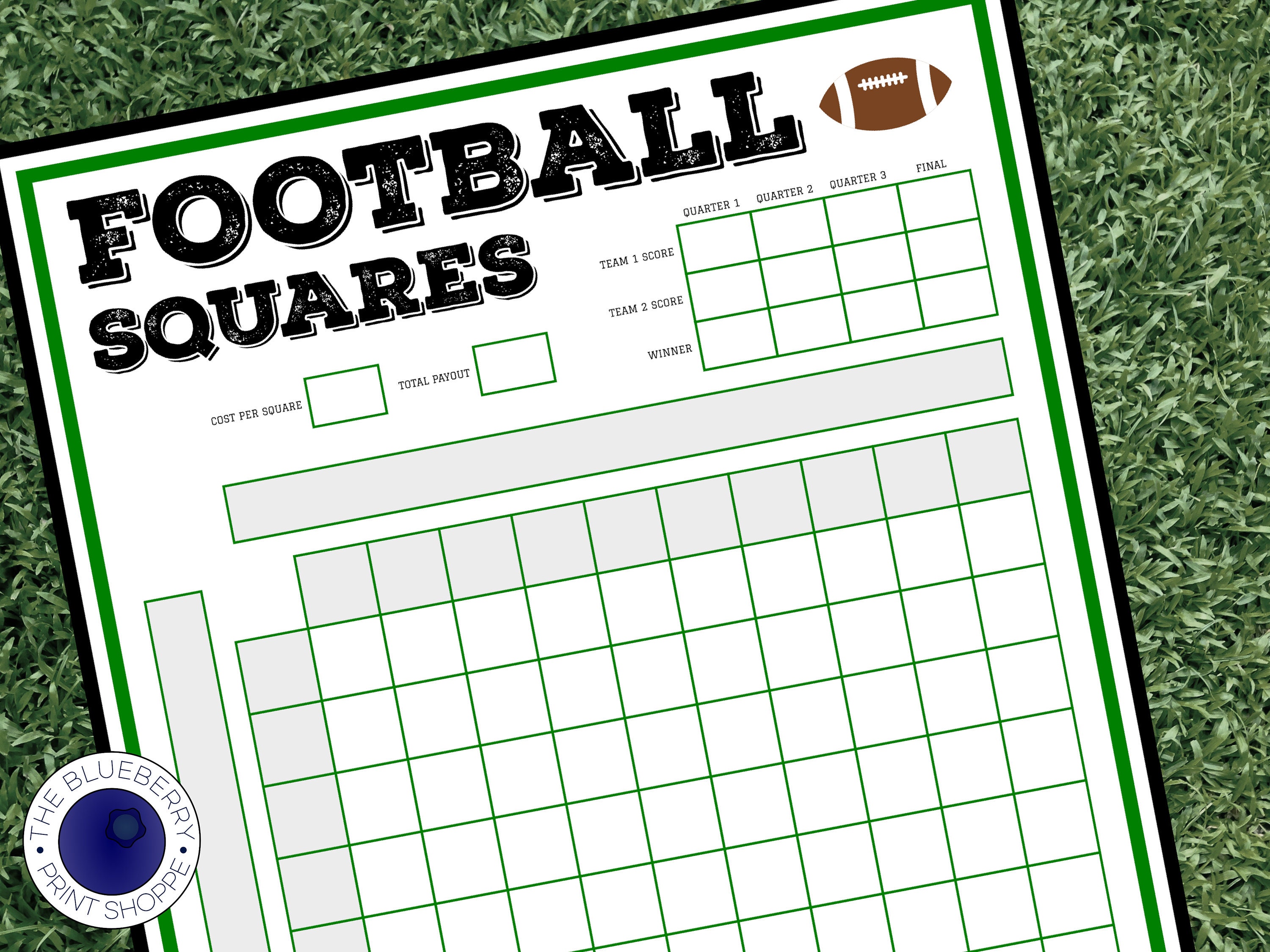 Football Squares Game | Betting Game | Printable Football Pool | Super ...
