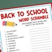 Back to School Word Scramble | Back to School Activity | First Day of ...