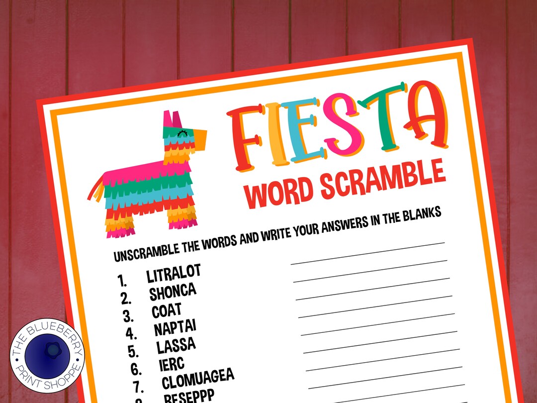 Fiesta Game | Word Scramble | Cinco De Mayo Party Game | Taco 'bout a ...