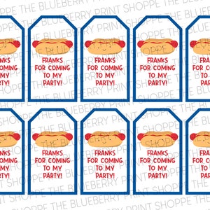 Hot Dog Party Favor Tags | PRINTABLE | Hot Dog Birthday | Hot Dog Theme ...