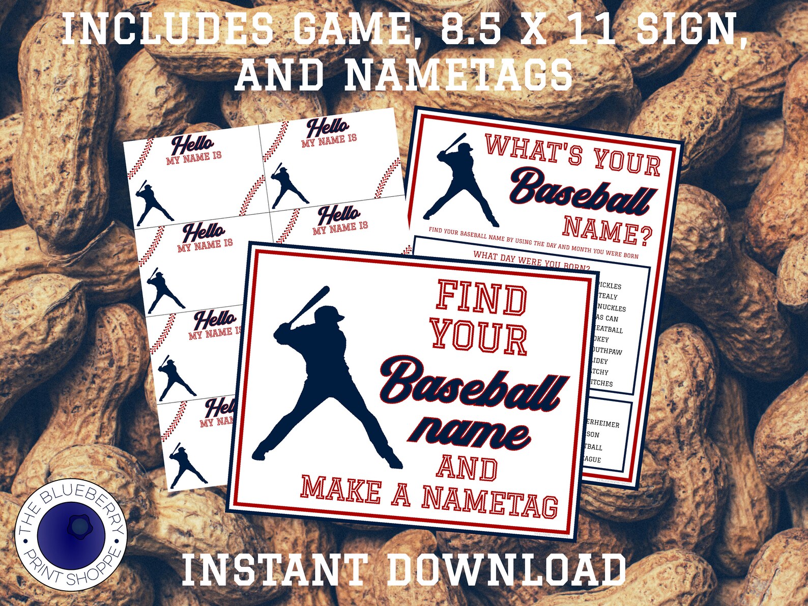 What's Your Baseball Name Game WITH NAMETAGS SIGN - Etsy