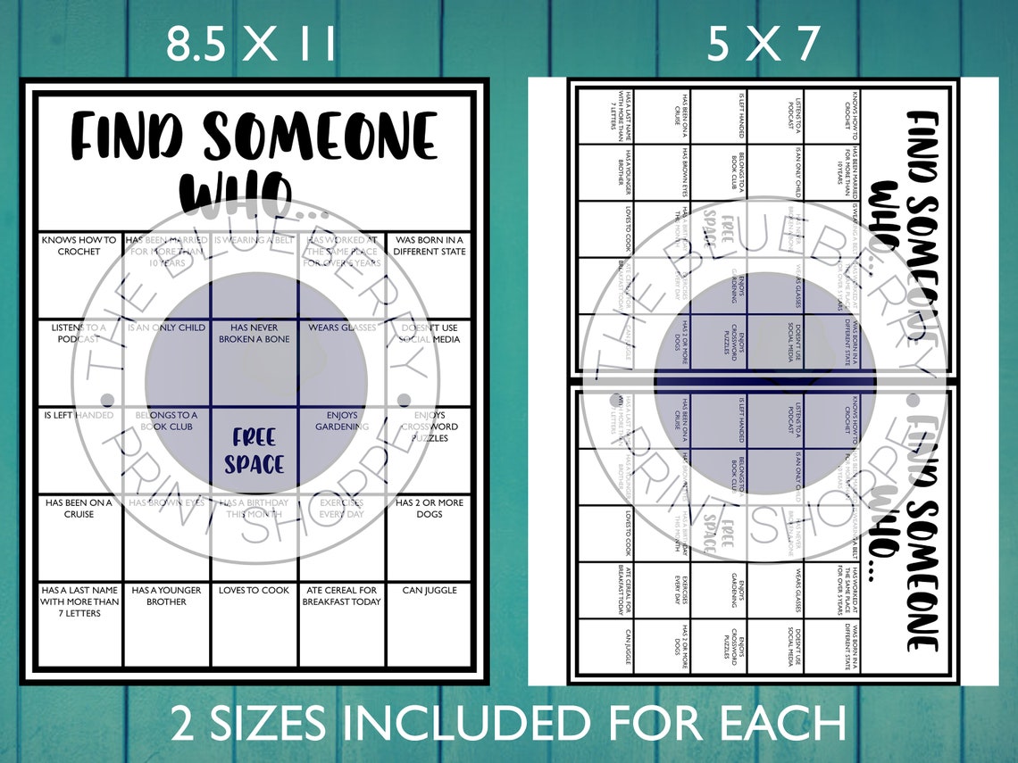Icebreaker Bingo 2 Find Someone Who Games Human Bingo - Etsy