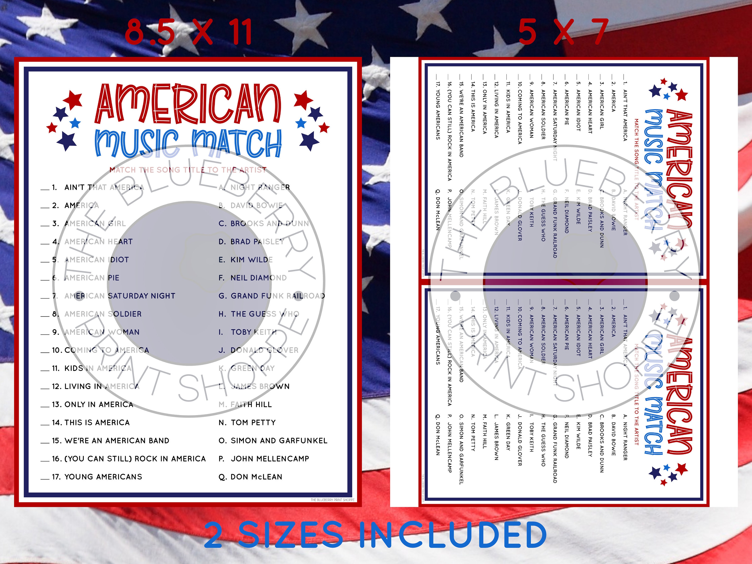 American Music Match Game | Fourth of July Game | Independence Day ...