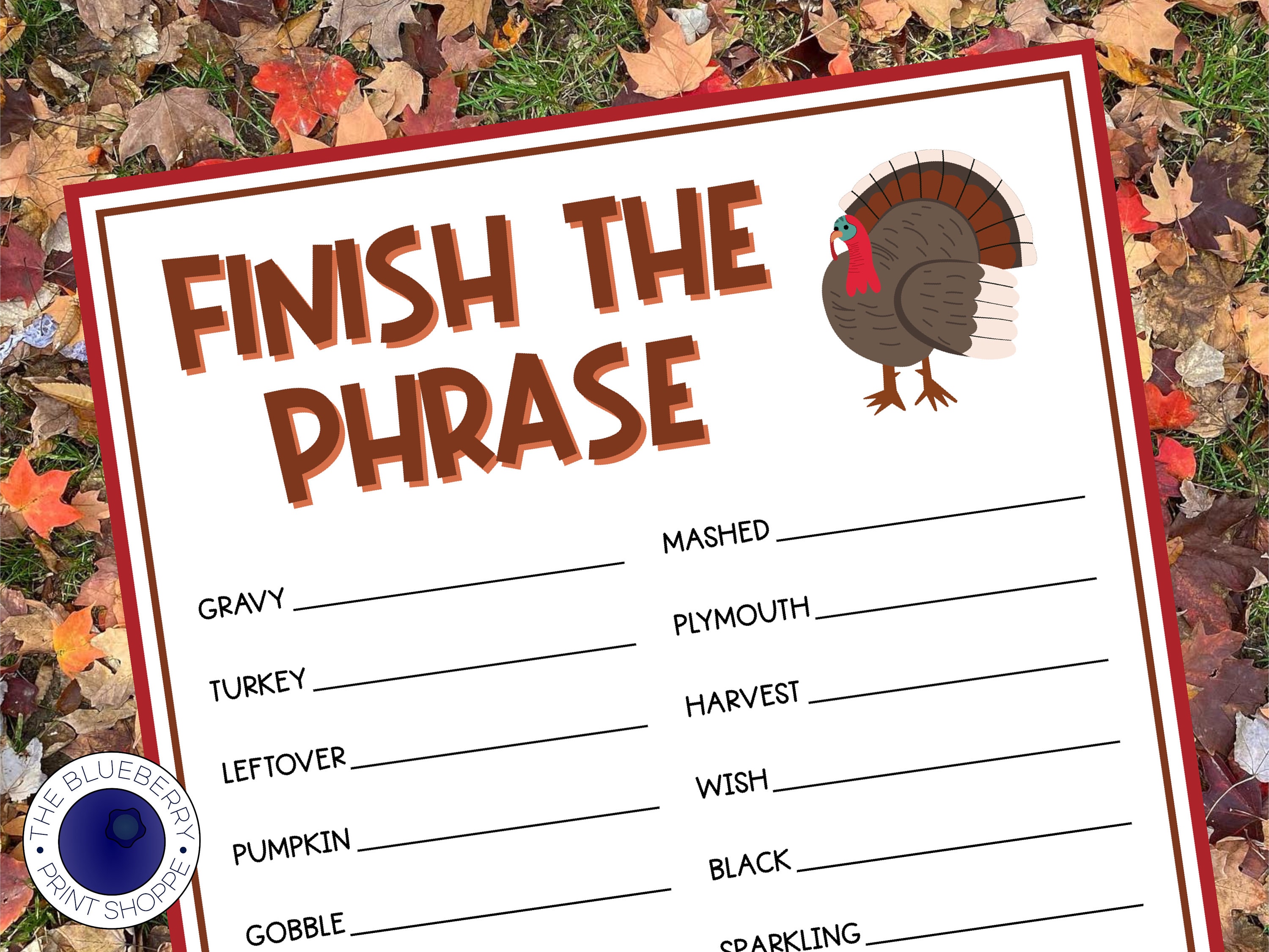 Thanksgiving Finish the Phrase Game | TWO Games | Fun Party Activity ...