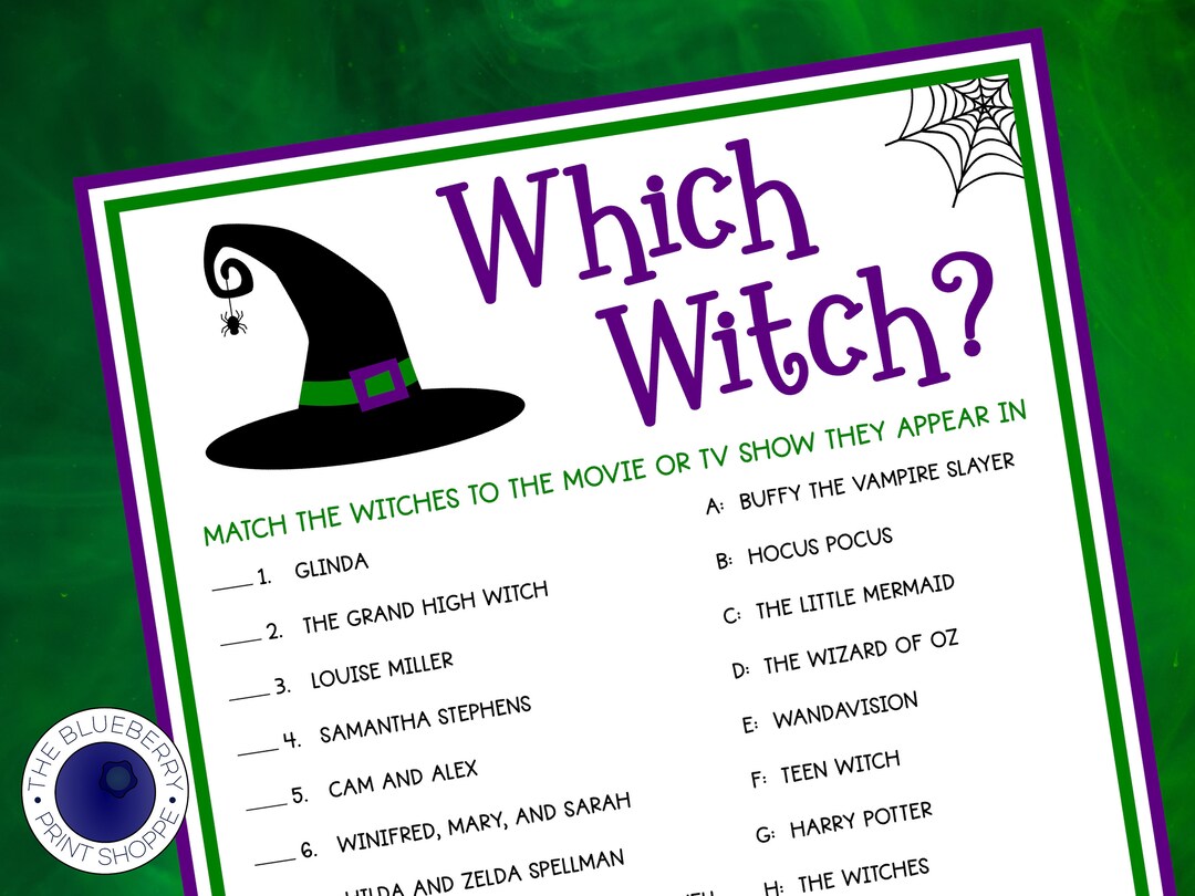 Which Witch Halloween Matching Game | Halloween Party Game | Witches ...