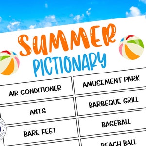 Summer Pictionary Game | 104 Phrases to Draw or Act Out | Fun Activity ...