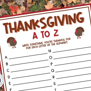 Thanksgiving A to Z Game | Gratitude Game | What Are You Thankful For ...