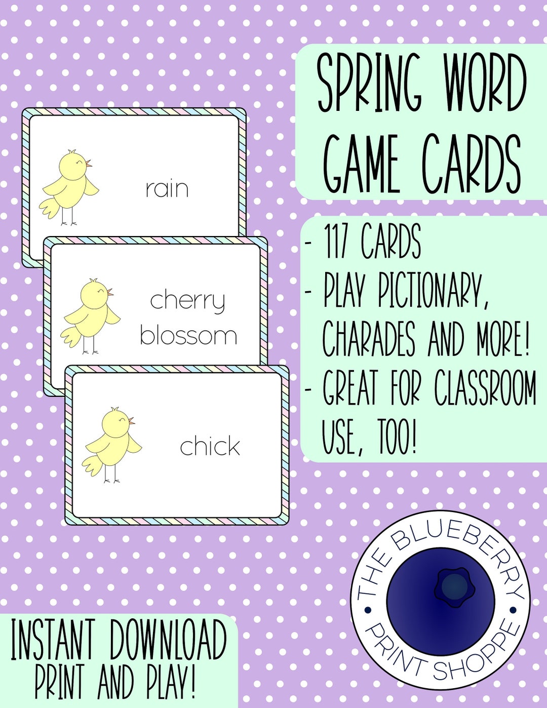 Spring Printable Game - Pictionary - Charades - Word Cards - Classroom ...