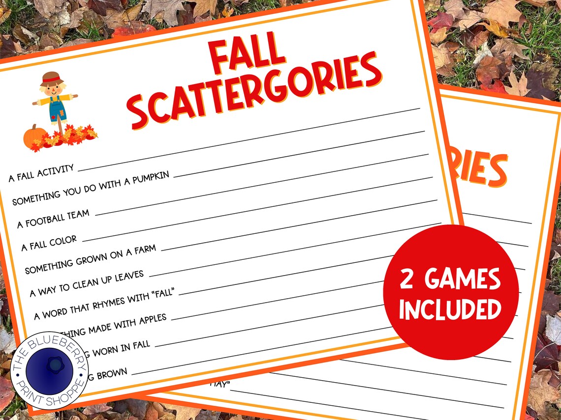 Fall Scattergories | TWO GAMES | Fall Activity | Fall Party Game ...