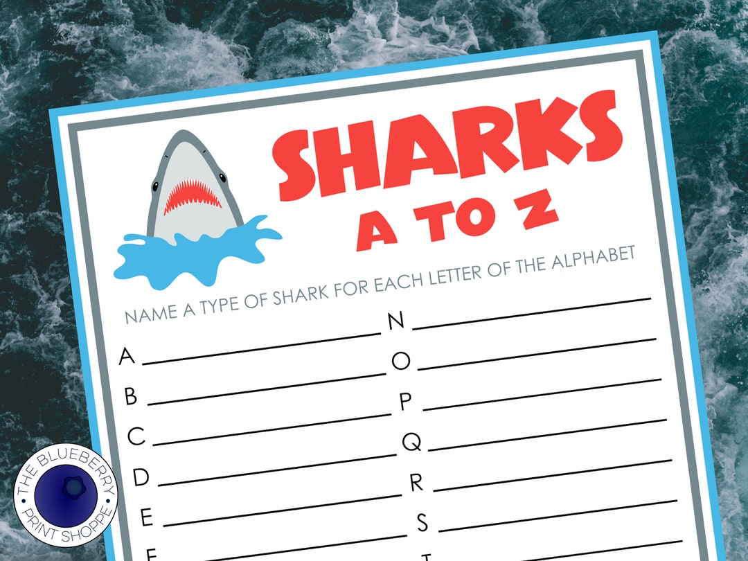 Sharks A to Z Game | Shark Week Activity | Shark Theme Party ...