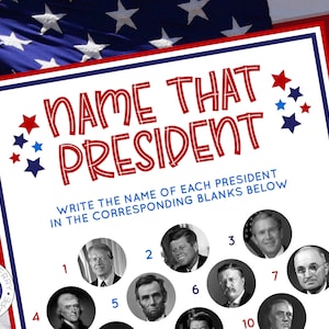 Name That President 4th of July Party Game | Independence Day ...