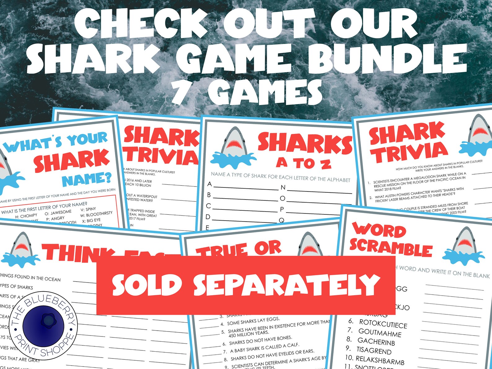 Shark Week Bingo Game 10 Bingo Cards Play While Watching - Etsy