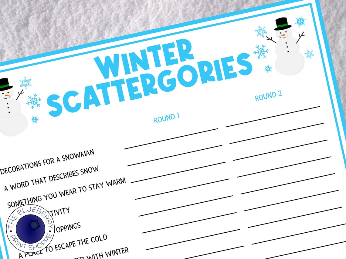 Winter Scattergories PRINTABLE Holiday Party Game - Etsy