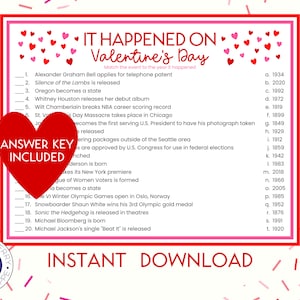 Valentine's Day Game | Trivia | February 14th | Galentine's | Valentine ...