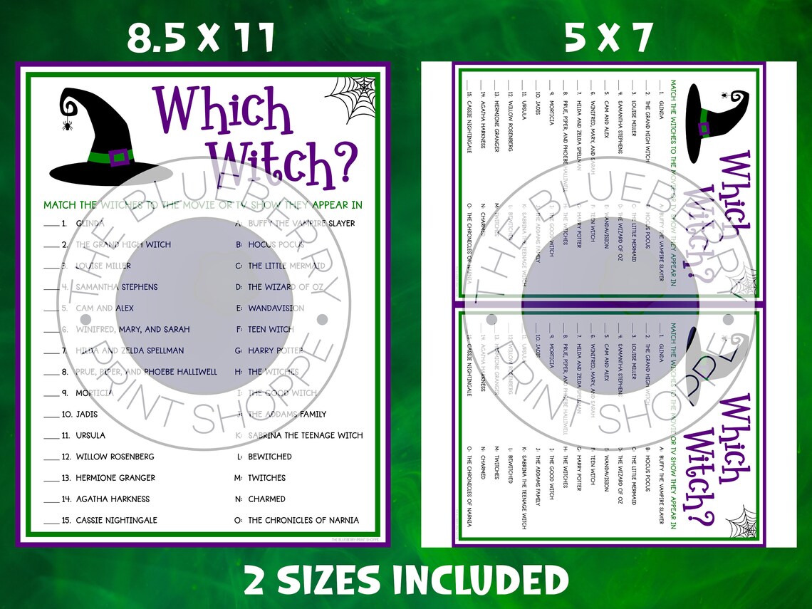 Which Witch Halloween Matching Game Halloween Party Game - Etsy