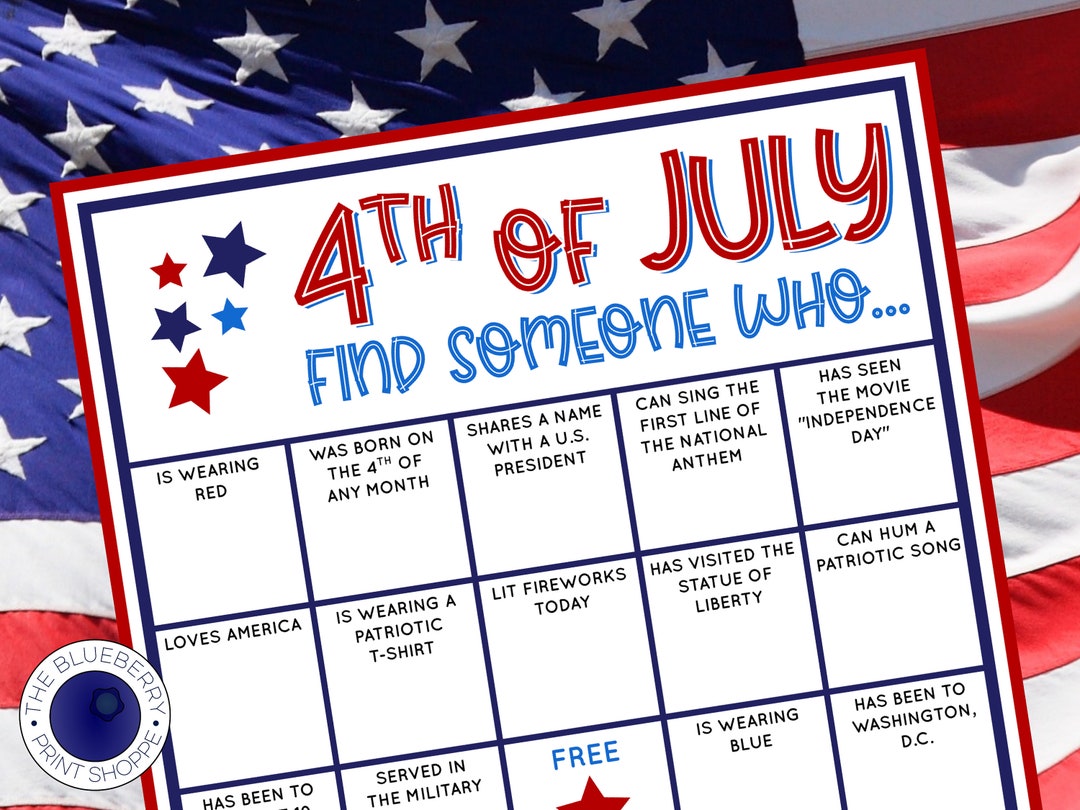 4th of July Find Someone Who Game | Fourth of July Party Icebreaker ...