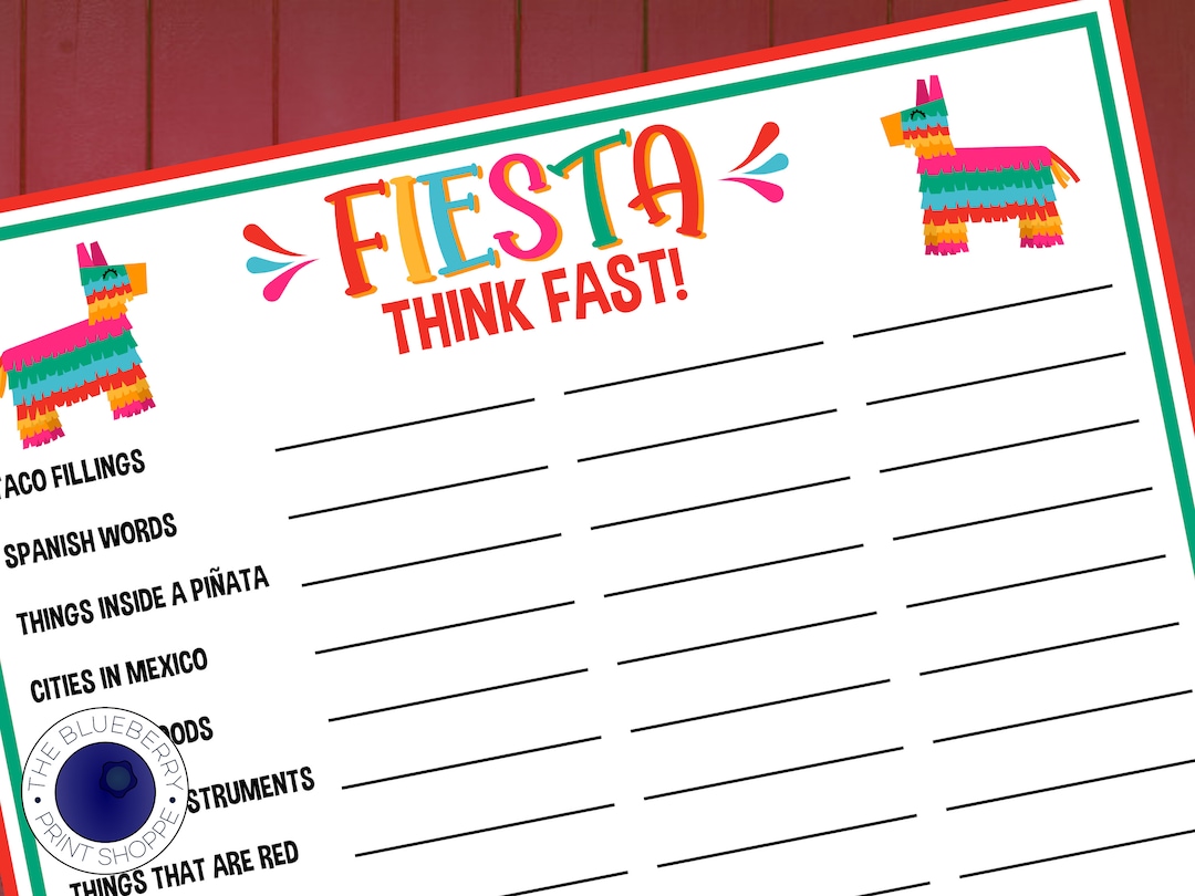 Fiesta Game | Cinco De Mayo Game | Fiesta Think Fast! | Fun Group Game ...
