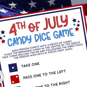 4th of July Candy Dice Game Independence Day Fun Activity for Kids and ...