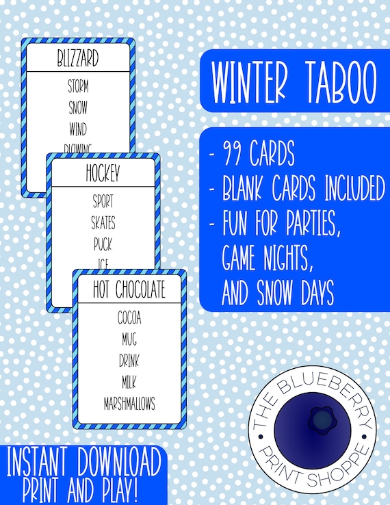 Winter Taboo Game Printable Game Classroom Game Party - Etsy