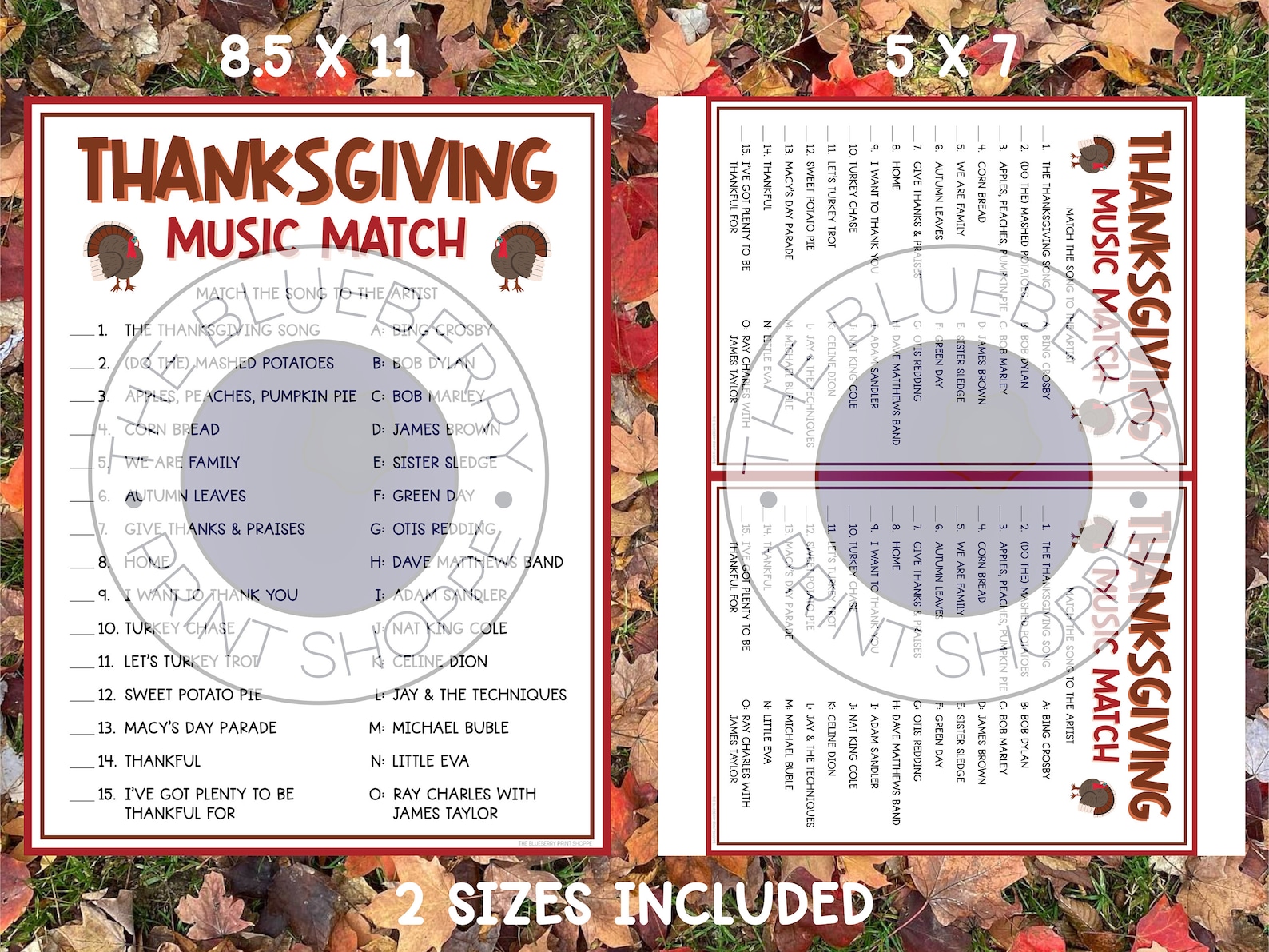 Thanksgiving Music Match Game Thanksgiving Game - Etsy