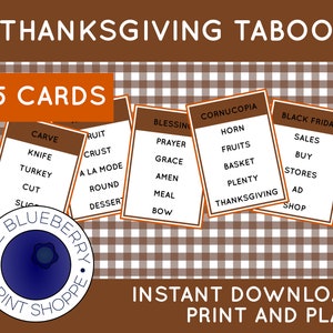 Thanksgiving Taboo Classroom Game Class Party Family Fun | Etsy