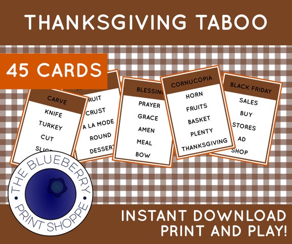Thanksgiving Taboo Classroom Game Class Party Family Fun | Etsy