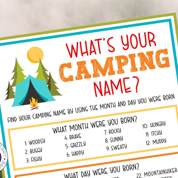 Camping Printable - Etsy