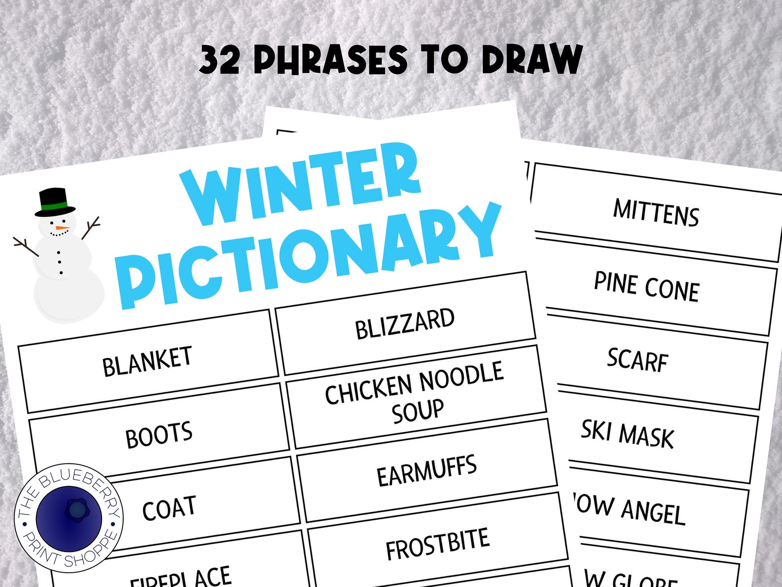 Winter Pictionary Charades Classroom Game Snow Day - Etsy