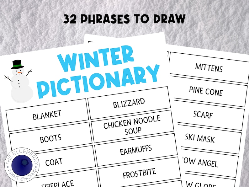 Winter Pictionary Charades Classroom Game Snow Day - Etsy