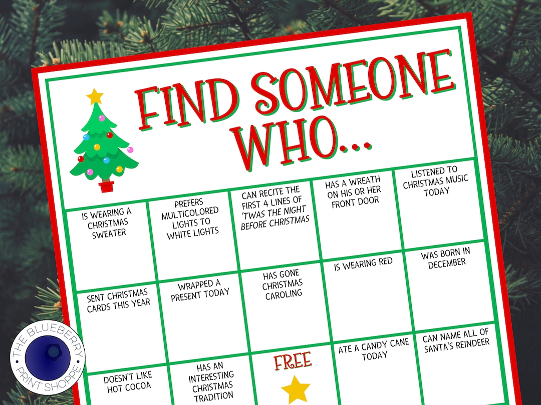 Christmas Find Someone Who | Office Party Game | Classroom Game ...