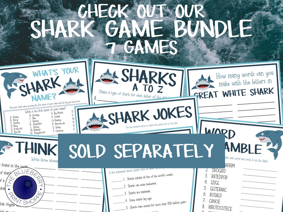 Shark Week Bingo Game 10 Bingo Cards Play While Watching - Etsy