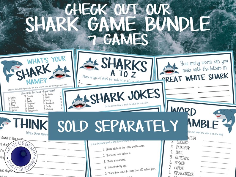 Shark Week Bingo Game 10 Bingo Cards Play While Watching - Etsy