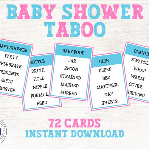Baby Taboo Baby Shower Game Gender Reveal Party | Etsy