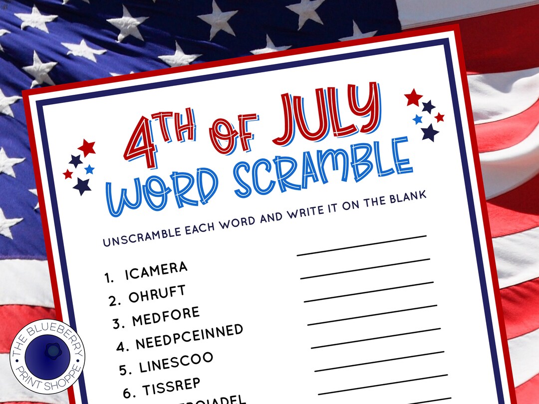 4th of July Word Scramble Game | Fourth of July | Independence Day ...