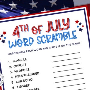 4th of July Word Scramble Game | Fourth of July | Independence Day ...