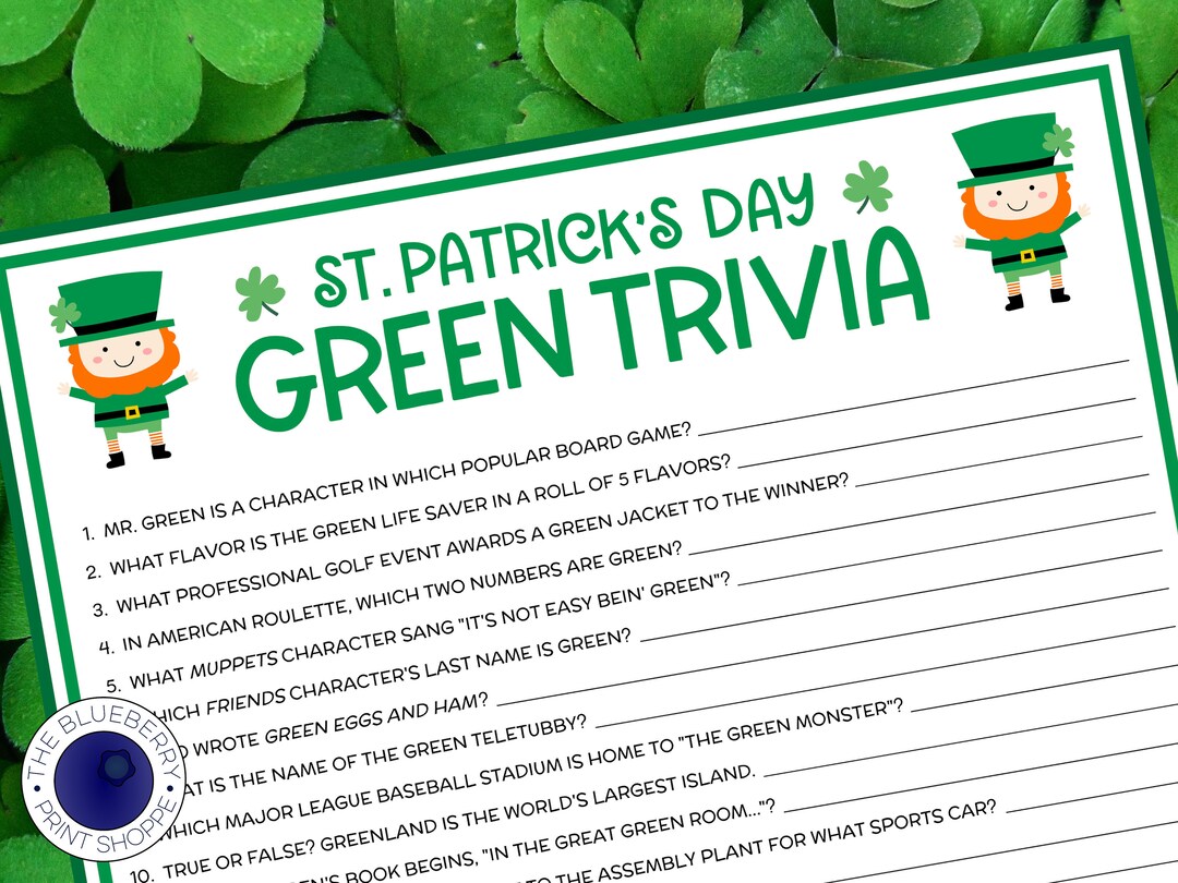 St. Patrick's Day Green Trivia Game | Saint Patrick's Day Party Game ...