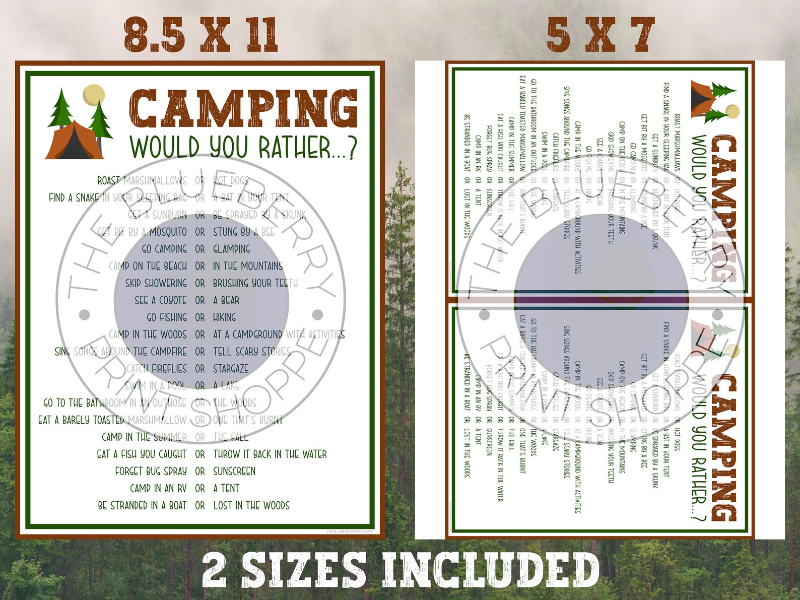 Camping Would You Rather Game 20 Questions to Discuss & - Etsy