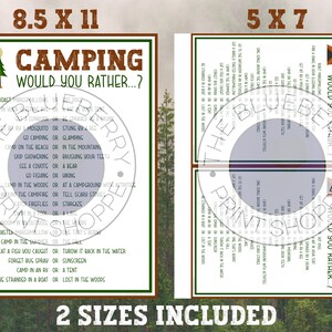 Camping Would You Rather Game 20 Questions to Discuss & - Etsy