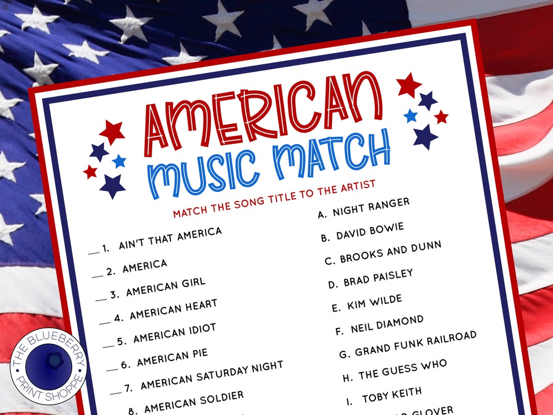 American Music Match Game | Fourth of July Game | Independence Day ...