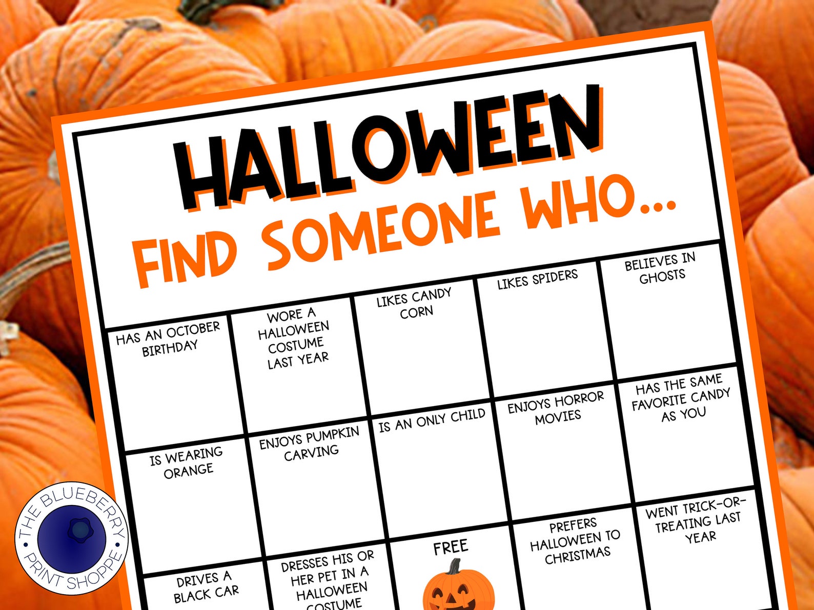 Halloween Find Someone Who Game | Icebreaker | Human Bingo Party Game ...