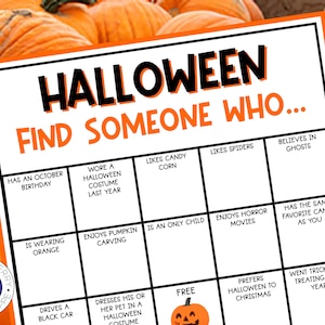 Halloween Find Someone Who Game | Icebreaker | Human Bingo Party Game ...